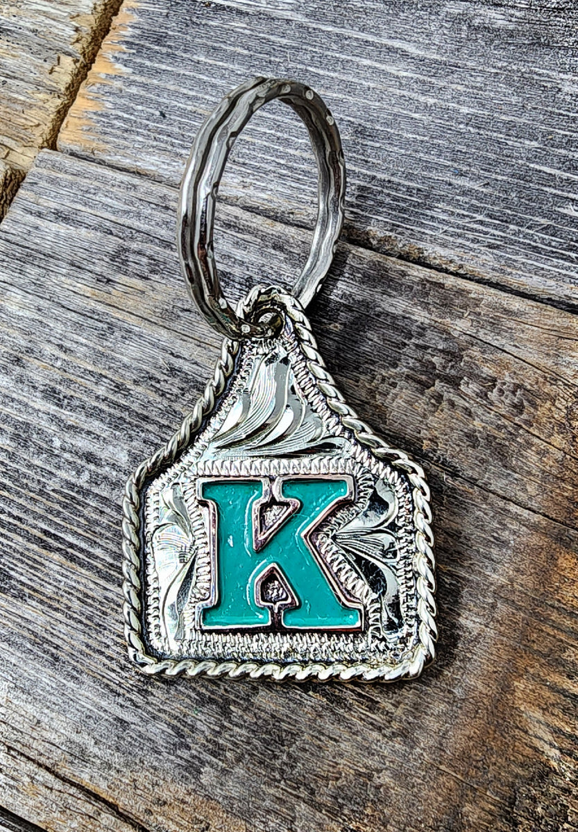 KEYCHAIN CUSTOM Cow Tag.Handcrafted out of German Silver. Hand engrave ...